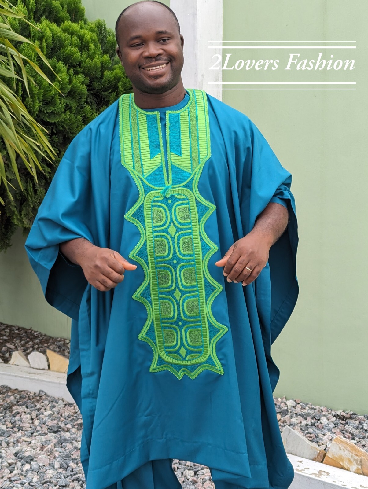 Turquoise Agbada Babariga 3 Pieces Men Groom Suit African Clothing for ...