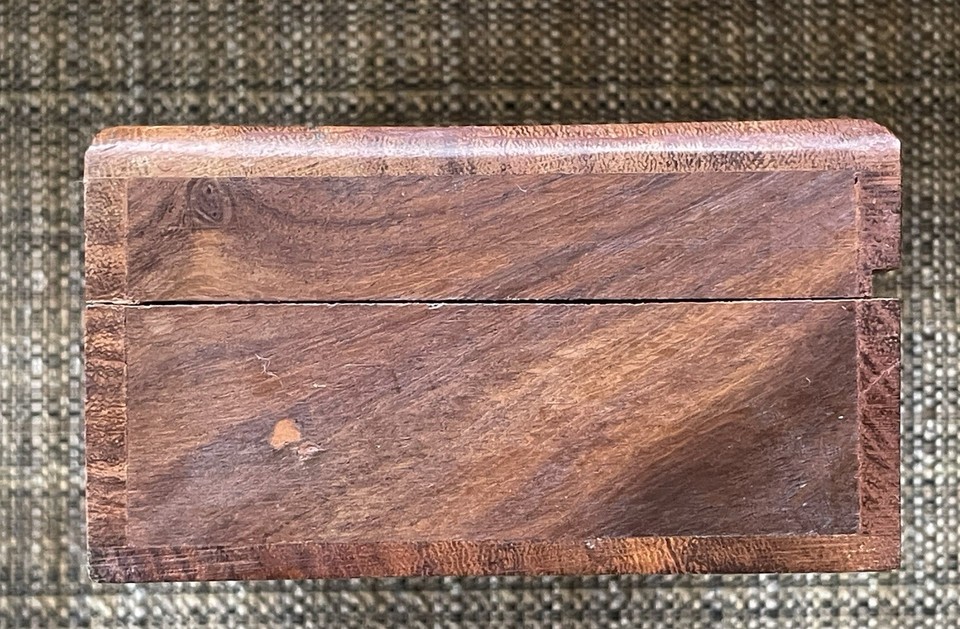 Stained Wood Wooden Trinket Box With Hinged Lid And Etched Handpainted ...