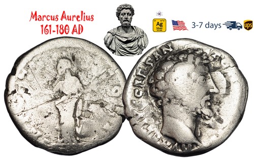 Ancient Roman Empire Coin Silver Denarius Marcus Aurelius 161 180 AD ...