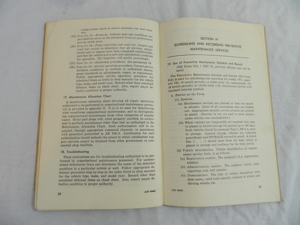 US Dept. Army Technical Booklet Motor Vehicles TM38-660-2 1957 Military ...