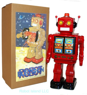 ME100 Rotatomatic Tin Toy Robot Battery Operated Red Electron Robot | eBay