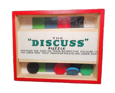 Antique Handheld Dexterity Puzzle Game "The Discuss" by R. Journet ...