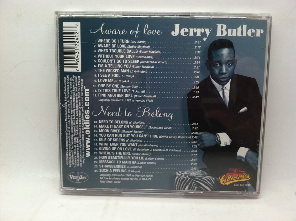 Aware of Love / Need to Belong by Jerry Butler (CD, Rare) Early R&B ...