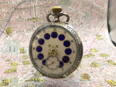Goliath XXL. Large Silver Pocket Watch. Blue Cartouche. 15 RUBIES ...