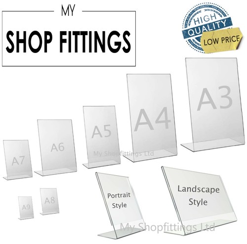 Acrylic Counter Poster Holder Perspex Leaflet Display Stand A3 A4 A5 A6 ...