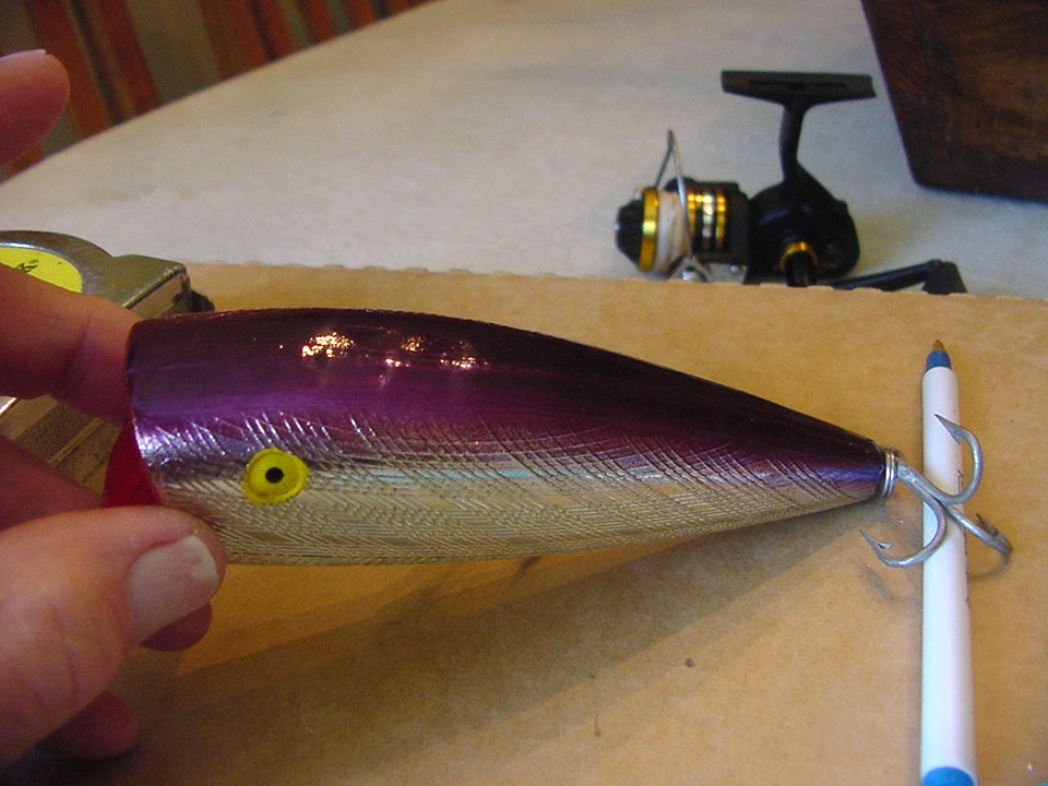 HUGE Vintage 1970's SALTWATER Rebel Popper - RARE PURPLE back -- NEARLY ...