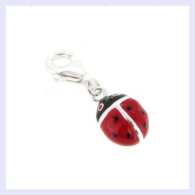 STR Silver Red Black Ladybug Dangle Clip On Bug Bead f/ European Charm ...