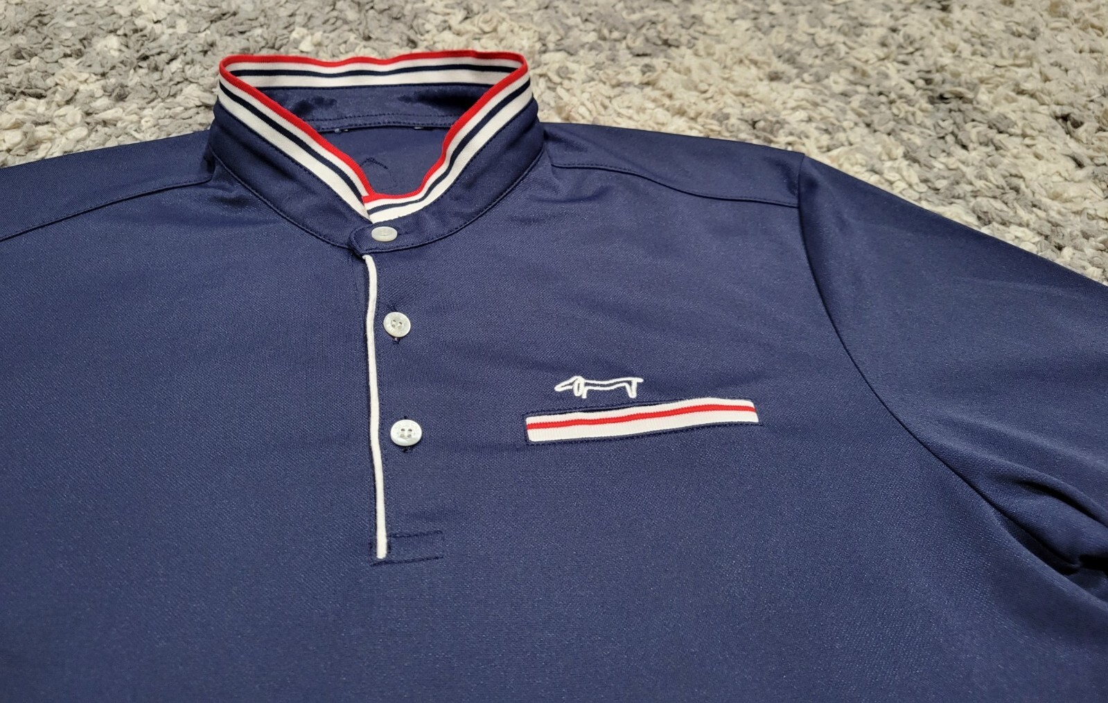 Louis Castel Thailand blue polo shirt red accent coll… - Gem