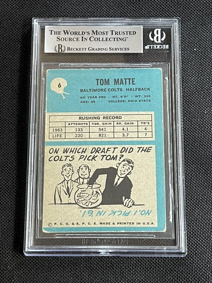 TOM MATTE 1964 PHILADELPHIA ROOKIE SIGNED AUTOGRAPHED CARD BECKETT BAS ...