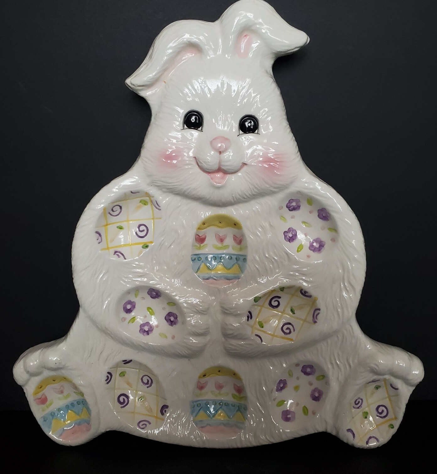 Vintage CKRO EASTER Bunny Egg Holder Plate for 10 eggs T 11" x 10 ...