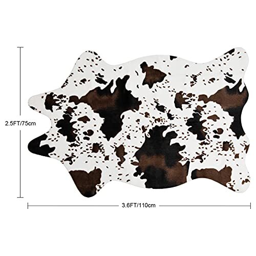 Cow Print Rug Faux Cowhide Area Carpet Animal Print Mat For Living Room ...