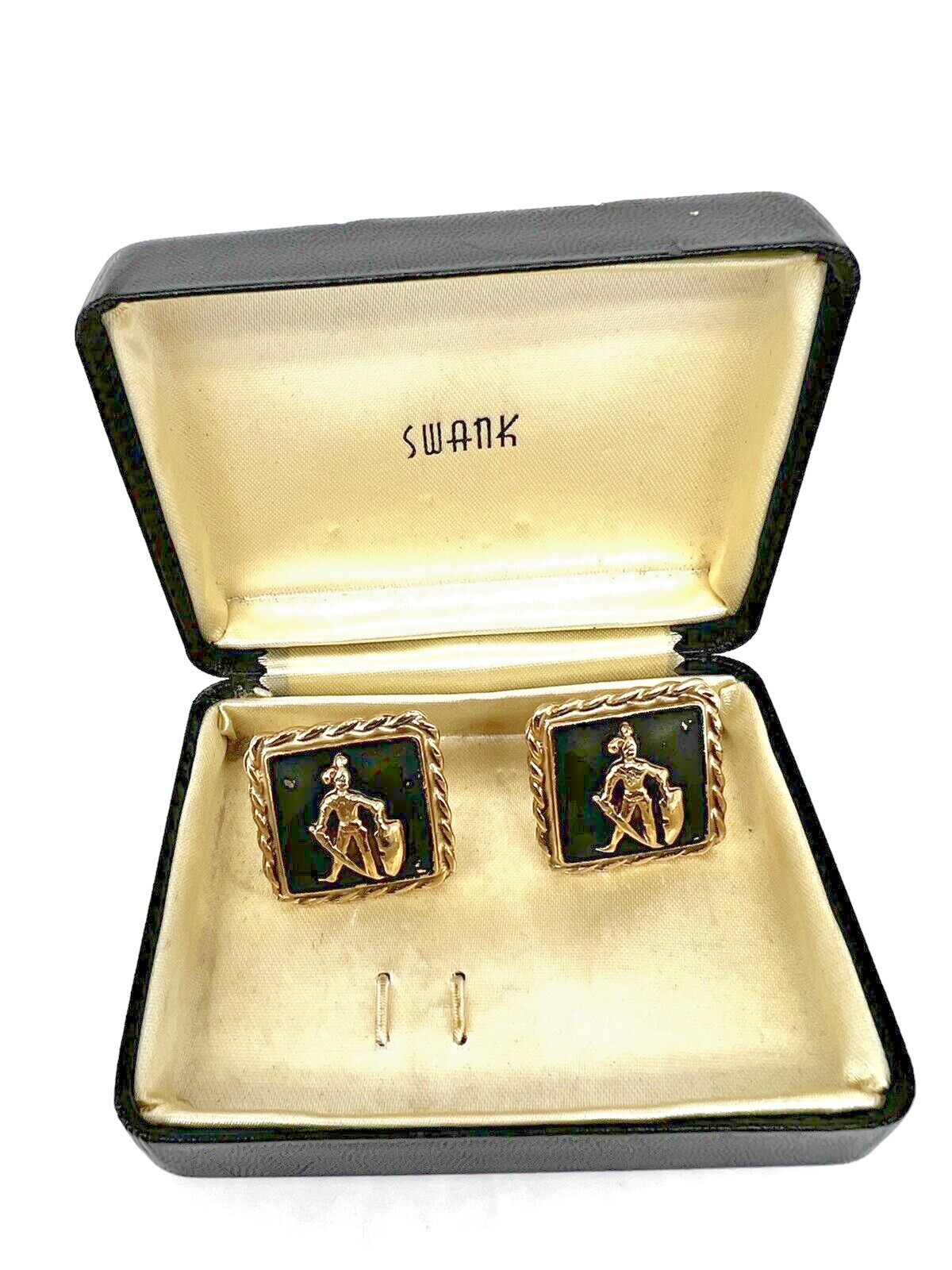 VERY RARE Vintage Swank cufflinks Knight Armour Gold… - Gem