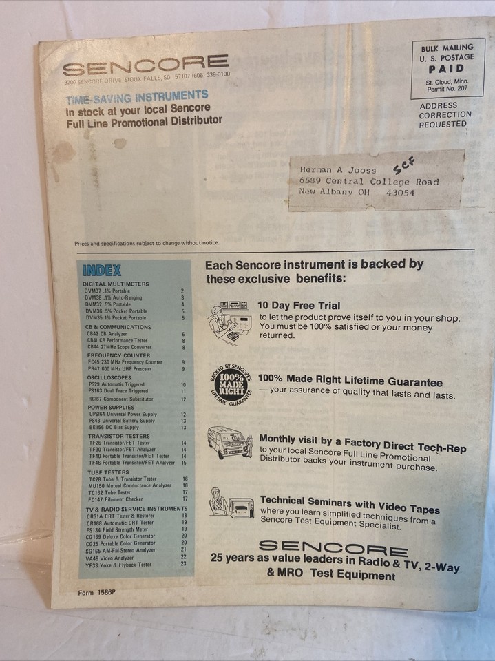 Sencore Test equipment wishbook 1977 1978 edition | eBay