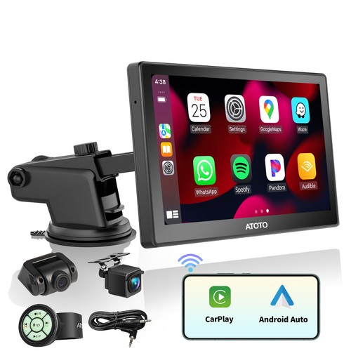 ATOTO P8 7" Portable On-Dash Car Stereo w/ Front/Rear Camera &Remote ...