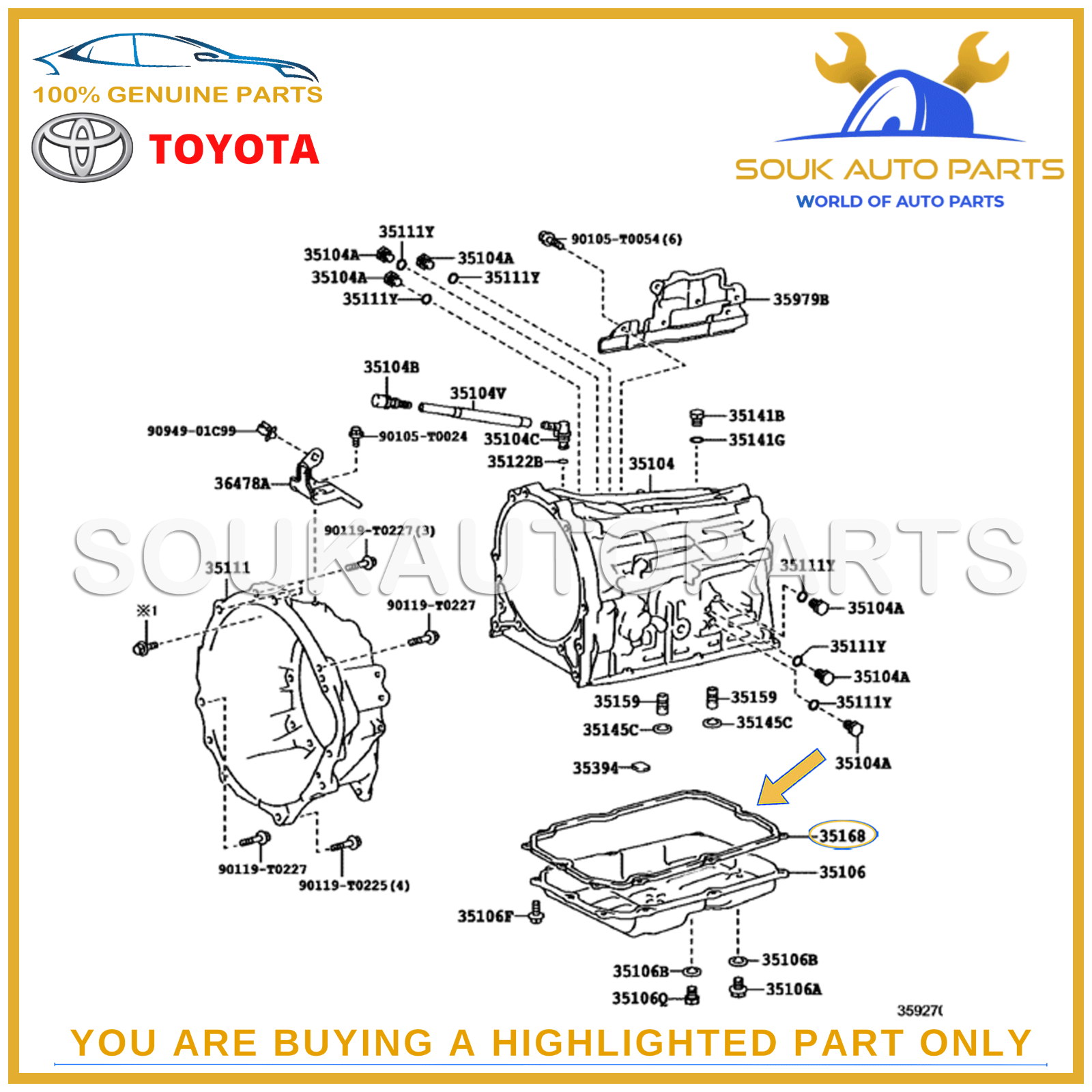 35168-71010 Genuine Toyota GASKET TRANSMISSION 1GDFTV FORTUNER LC PRADO ...