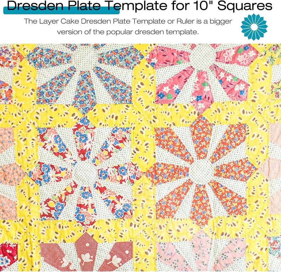 5 Pcs Acrylic Quilting Template Ruler 10 Inch Dresden Plate Transparent ...