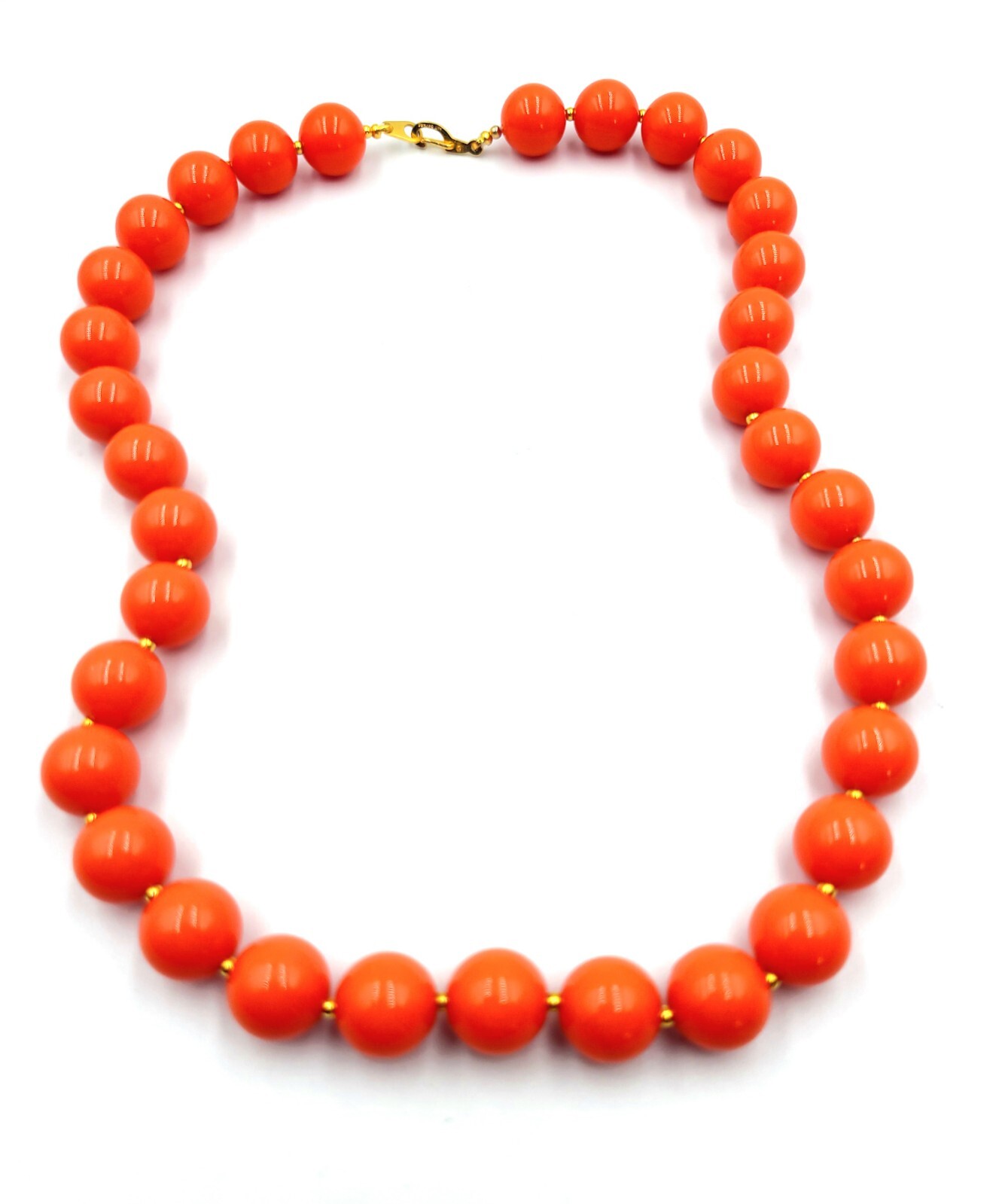 Vintage Retro Neon Orange Lucite Plastic Gold Tone Be… - Gem