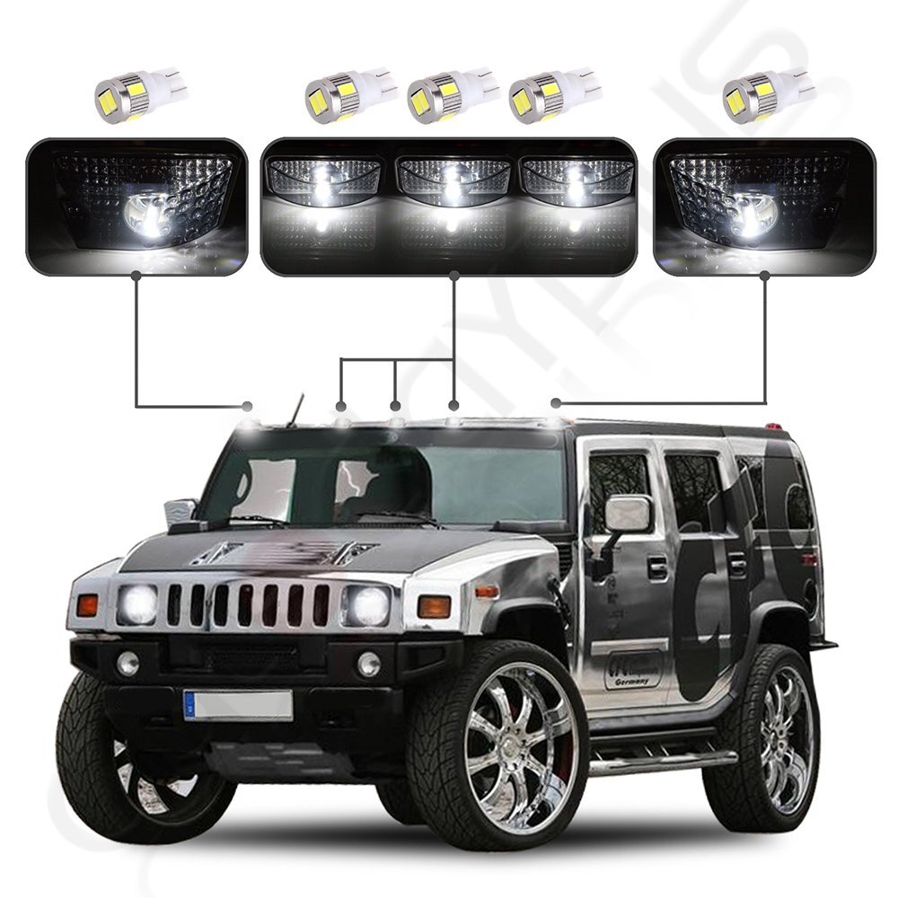 5x Cab Roof Marker Running Lamps W/ White LED Lights For 2003-2009 ...