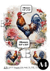 Floral Rooster #2 | 8.3" x 11.7 A4 Rice Paper | Paper for Decoupage ...