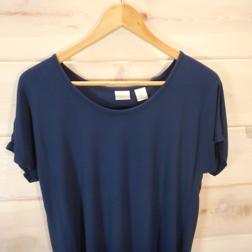 St. Tropez West Women's size M Blue Short Sleeve Tee Soft Knit Pullover ...