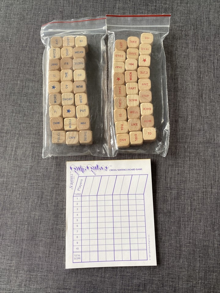 54 Vintage Quip Qubes Wooden Word Cubes Stars Score Pad Scrabble ...