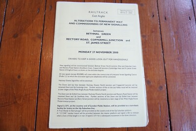 2000 Railtrack Bethnal Green Railway Signal Box Notice Signalling ...