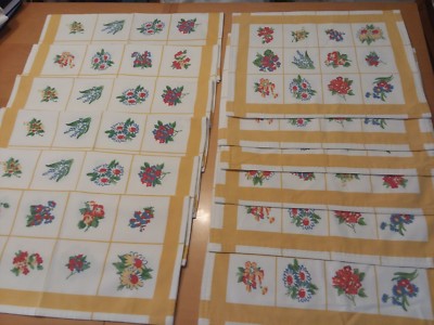 LOT (12) XOCHI Trellis Floral Daffodil Placemats + Cloth Napkin Table ...