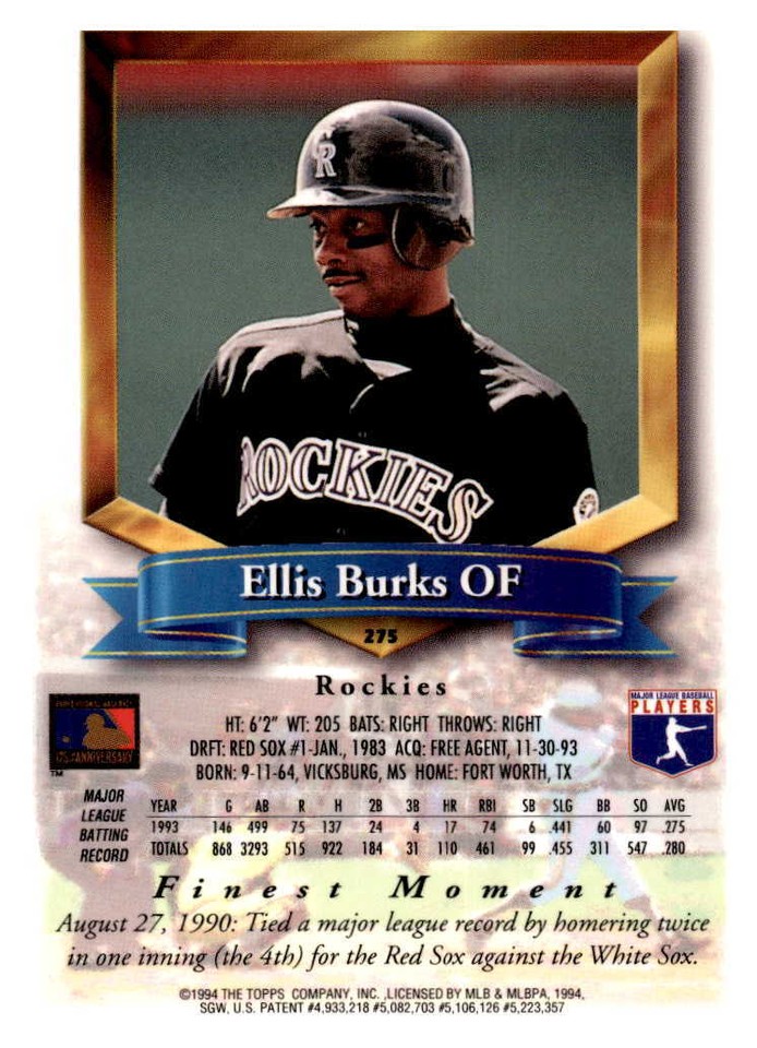 1994 Finest Ellis Burks 275 | eBay