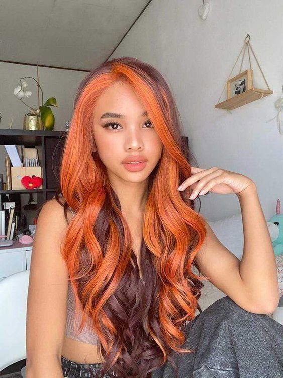 Orange Brown Hair With Highlights