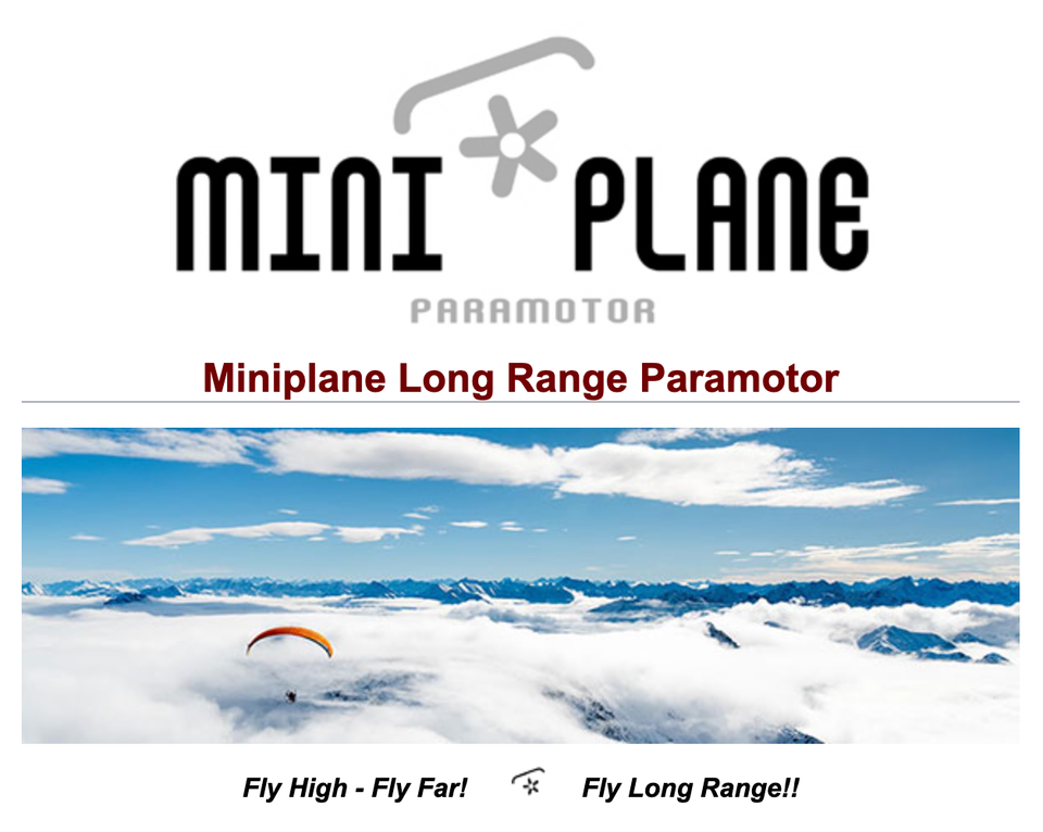 Miniplane Long Range Paramotor featuring the reliable Top 80 with 130cm Prop 18L | eBay