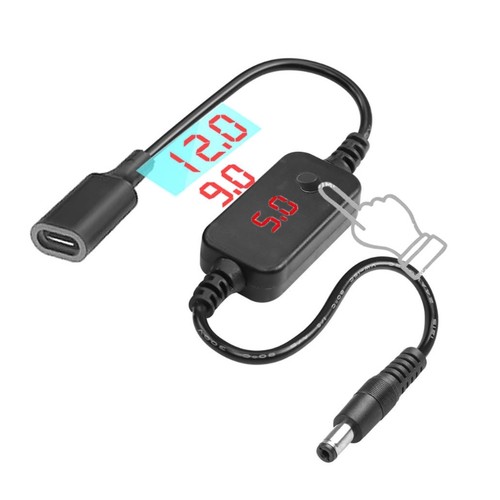 Type C Female to 5.5x2.1mm 5V 9V 12V Power Connector Charging Cable for ...