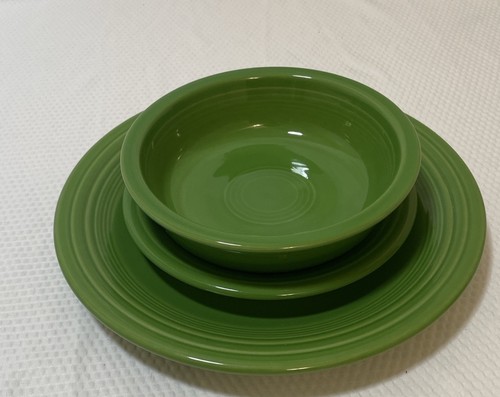 Fiestaware 3pc Green Dinner & Bread Plate and Cereal Bowl Set. | eBay