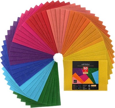 Embossed Felt Fabric Sheets, 50pcs, 8.3x11.8", 10 Colors, 5 Patterns ...
