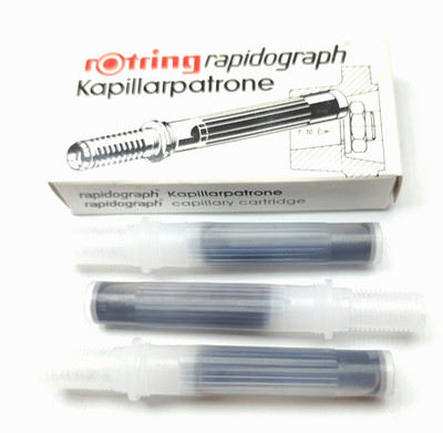 NEW vintage ROTRING RAPIDOGRAPH Ink Capillary Cartridges 1 Box 3 ...
