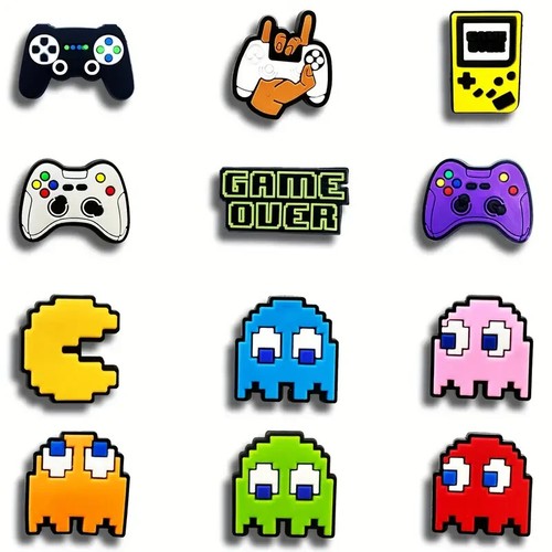PACMAN SHOE CHARMS (12pcs) Retro Video Game Gift Set Shoe Accessories ...