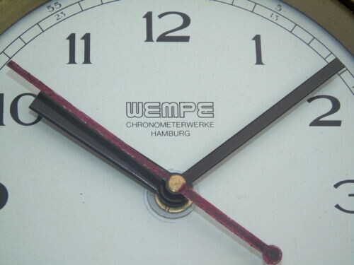 BRASS VINTAGE WEMPE HAMBURG SHIPS MARINE NAVIGATION QUARTZ CLOCK BOAT ...
