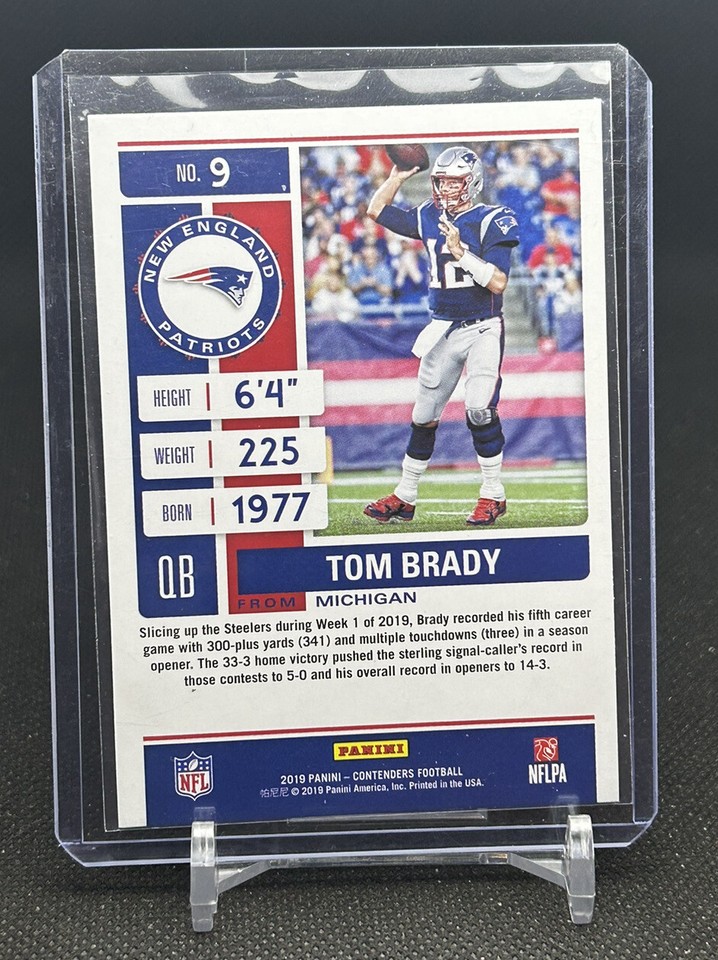 2019 Panini Contenders Season Ticket #9 TOM BRADY New England Patriots ...