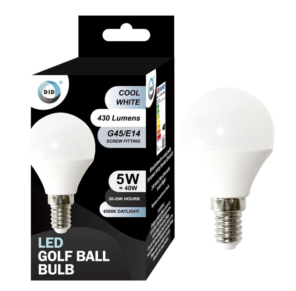 LED Golf Ball Bulb E14 Screw Warm Cool White Day Light 5w = 40w Globe ...