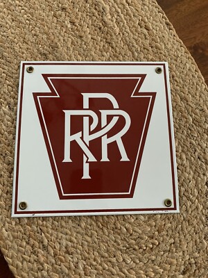 PRR PENNSYLVANIA RAIL ROAD METAL ENAMELED PORCELAIN SIGN 8" X 8" | eBay