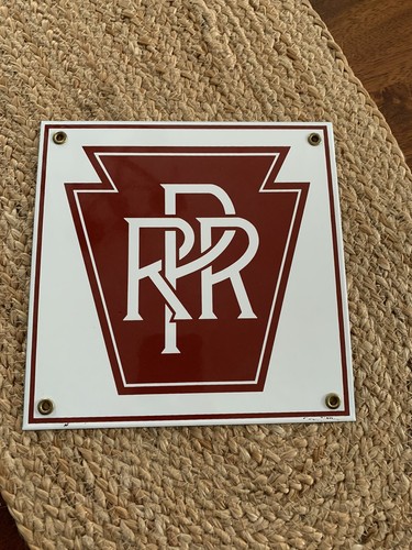 PRR PENNSYLVANIA RAIL ROAD METAL ENAMELED PORCELAIN SIGN 8" X 8" | eBay