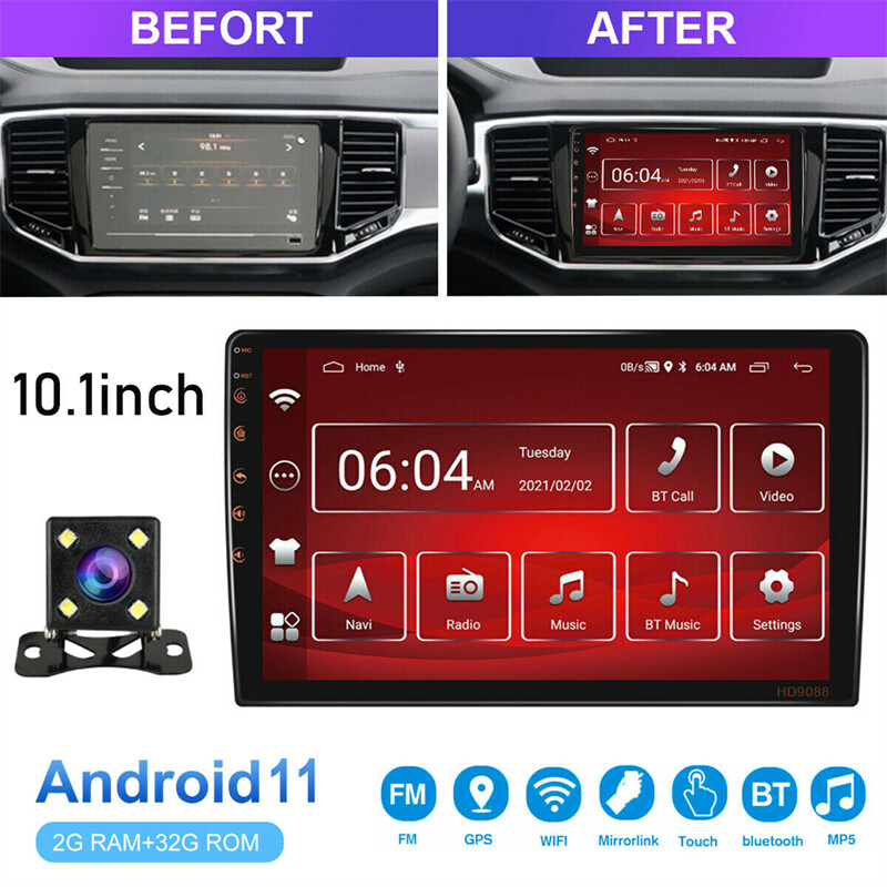 10.1" 2 Din Car Stereo Radio Android 11 GPS WiFi Vertical Touch Screen ...