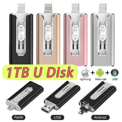1TB USB Flash Drive U Disk 3 in 1 Storage Memory Stick For iPhone ...