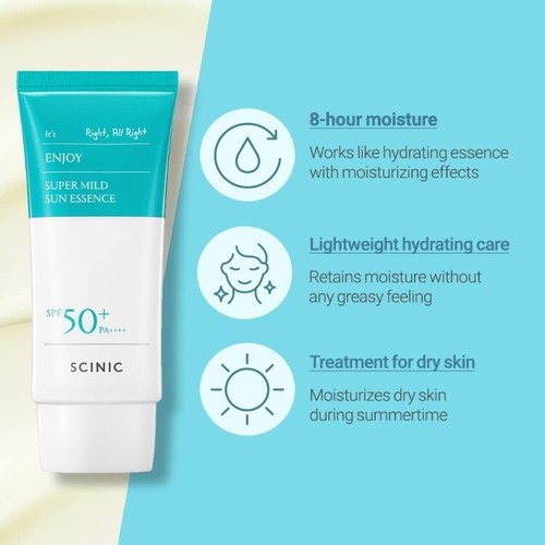 SCINIC Enjoy Super Mild Sun Essence SPF50+ PA++++ 50ml Essential Sun ...