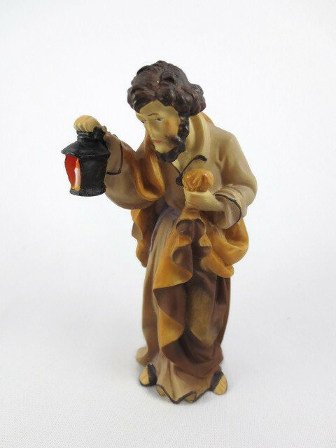 Rare Dolfi Nativity Village Hand Painted Joseph & Lantern Figurine ...