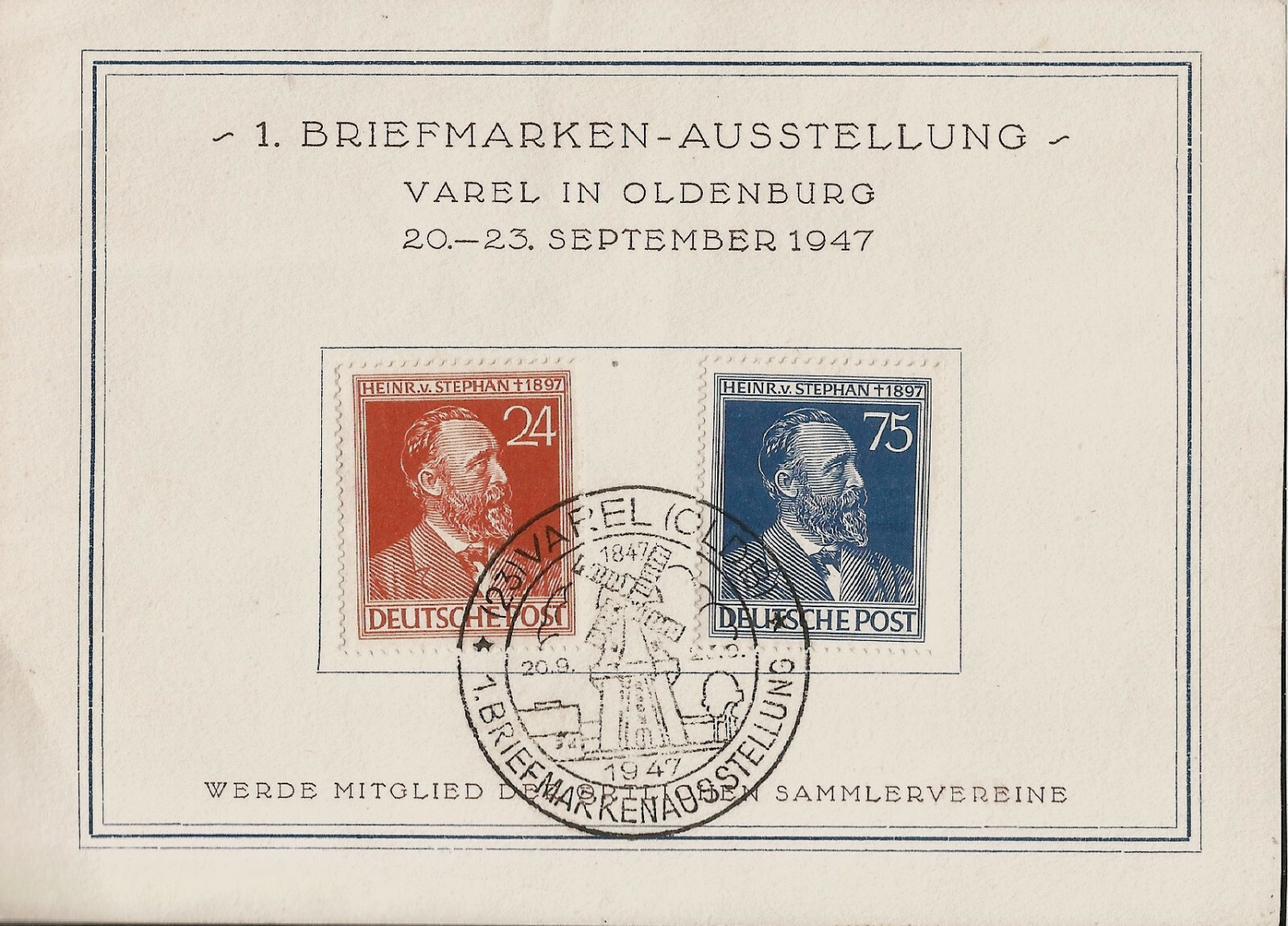 1947 Germany Stephan Series 1st Post War Stamp Exhibition Windmill ...