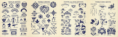 Navajo Pueblo Motifs Bird Clouds Rain Designs Native Indian Symbols ...
