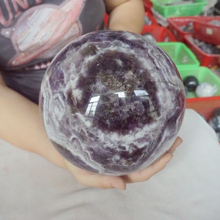 12.6LB Natural Phantom Chevron Amethyst Quartz Crystal Ball Healing ...