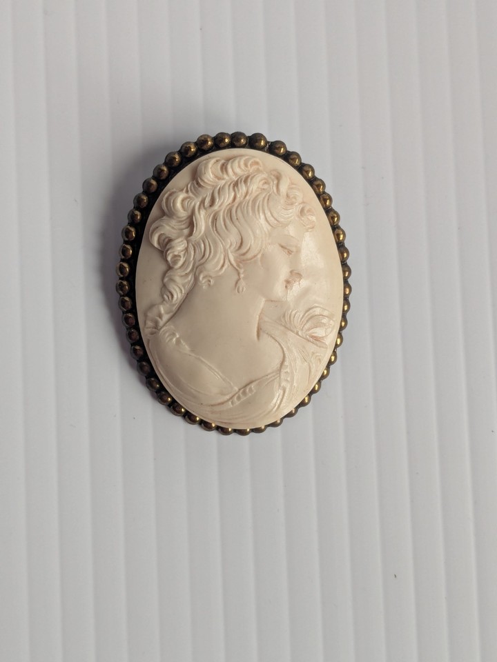 Vintage Faux Ivory Cameo Brooch Beautiful | eBay