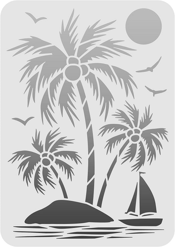 7"x10" Clear Plastic Stencil - Coconut Tree Beach (RE1) | eBay