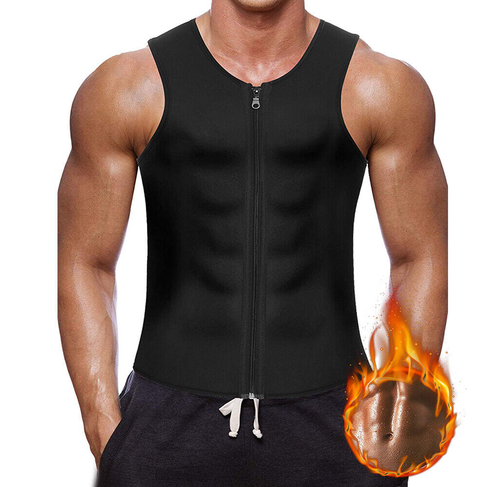 Men Sauna Sweat Vest Shirt Body Shaper Waist Trainer Fat Burn Tank Top ...